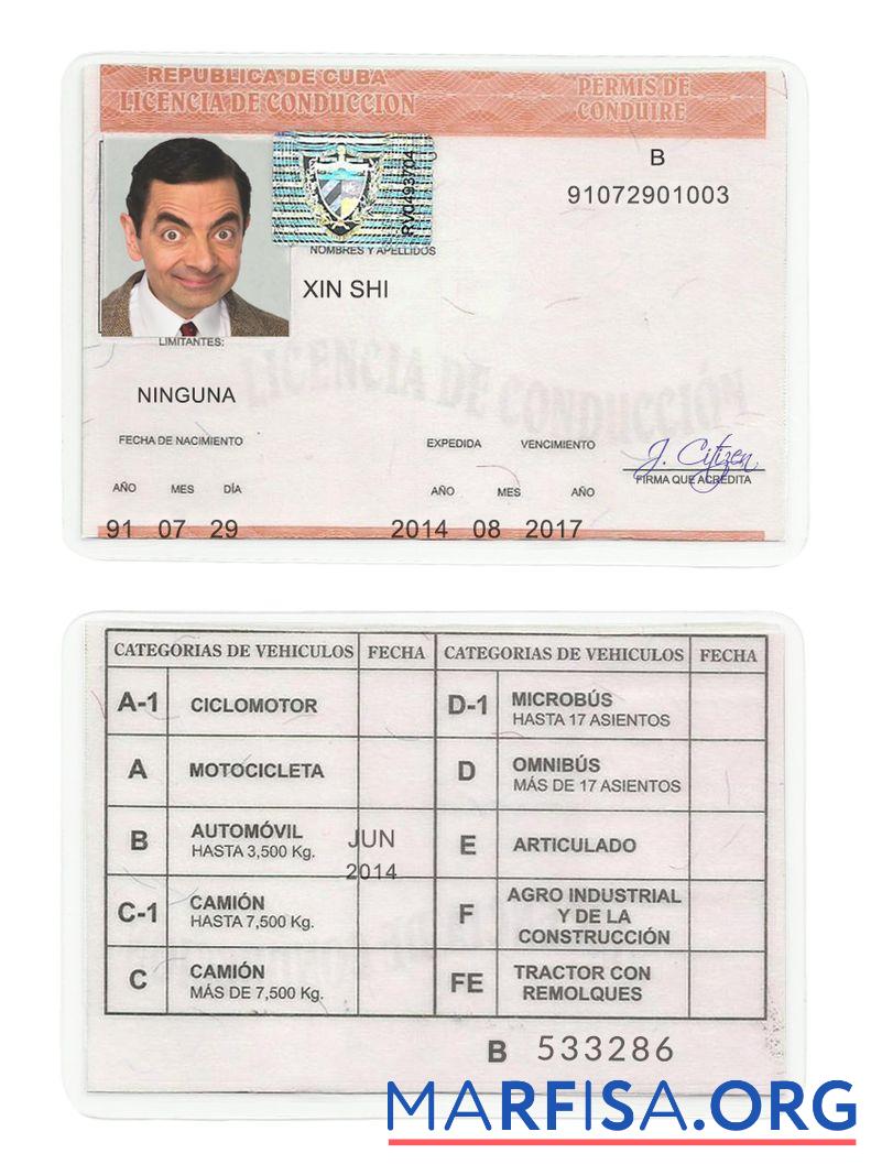 Realistic Cuba driving license sample - Marfisa