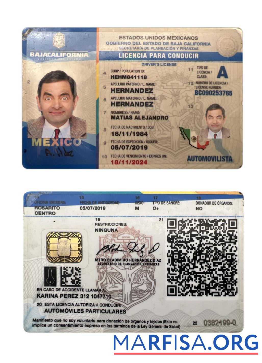Downloadable Mexico Baja California state driving license download for ...