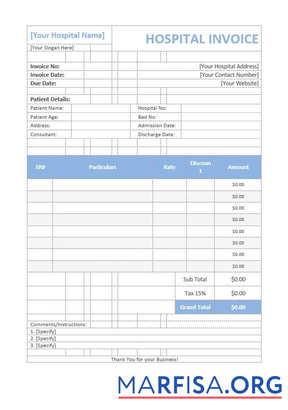 Printable Medical Invoice. real example - Marfisa